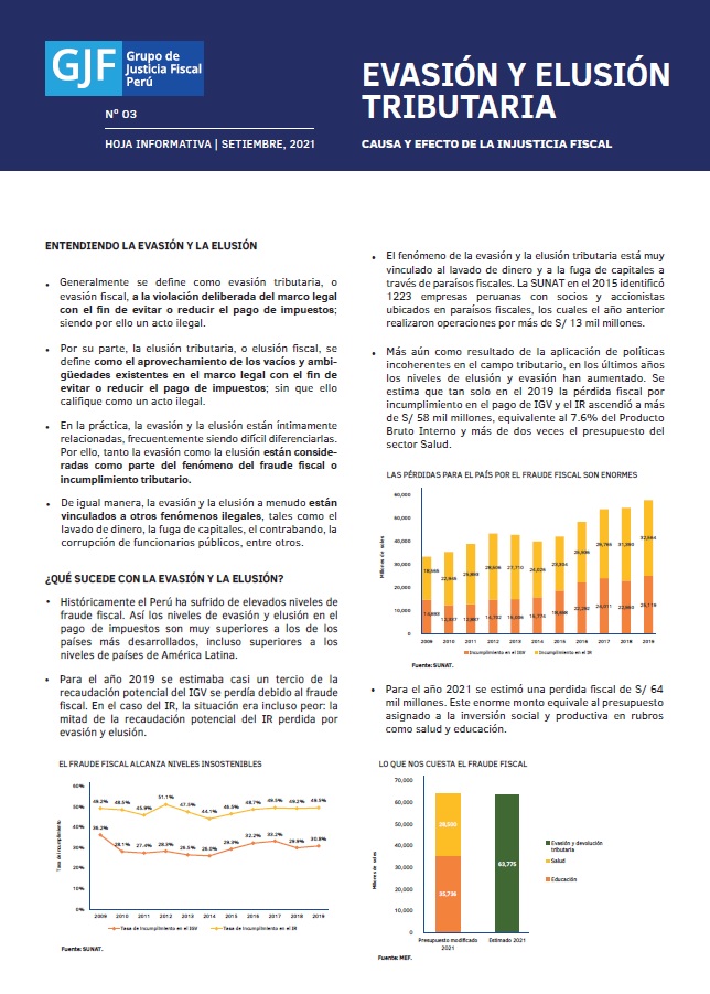 Hoja informativa: Evasión y elusión tributaria, causa y efecto de la ...